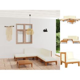 vidaXL Garten-Essgruppe 7-tlg Garten Lounge Set mit Kissen Massivholz Akazie Holz Sitzgruppe S