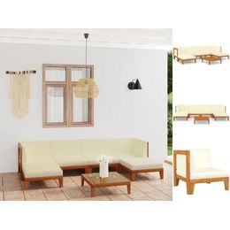 vidaXL Garten-Essgruppe 7-tlg Garten Lounge Set mit Kissen Massivholz Akazie Holz Sitzgruppe S