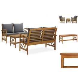 vidaXL Garten-Essgruppe 3-tlg Garten Lounge Set mit Auflagen Massivholz Akazie Holz Sitzgruppe