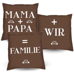 Soreso® Soreso® Dekokissen 3 Kissen Mama + Papa + wir = Familie Geschenke Weihnachten Eltern