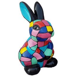 Casa Padrino Skulptur Luxus Designer Dekofigur Hase Mehrfarbig H. 65 cm