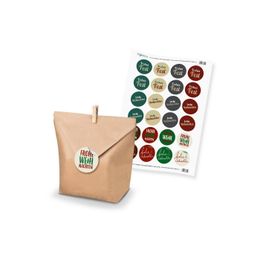 itenga Geschenkpapier SET Frohe Weihnachten Mix (Motiv 51) 24x Geschenktüten + 24x MiniKlamm