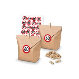 itenga Geschenkpapier itenga SET Geschenktüten Verkehrszeichen 60 (107) 24x Tüten+Klammern+S