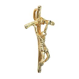 JEVELION Kreuzanhänger Kruzifix Anhänger Silber vergoldet (vergoldeter Silberanhänger