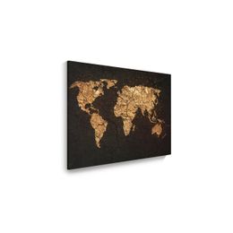 WallSpirit Leinwandbild "Grunge Weltkarte"