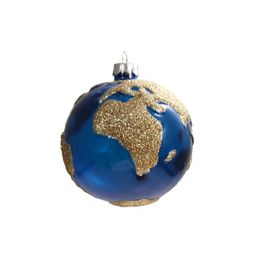 Inge Glas INGE-GLAS® Christbaumschmuck INGE-GLAS® Weihnachts-Hänger Erdkugel goldfarben-blau (1-tlg)
