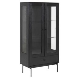 ebuy24 Vitrine Angus Vitrinenschrank mit 2 Glastüren und 1 Schubl