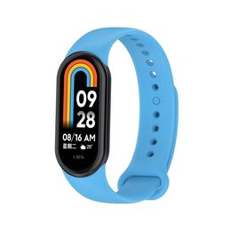 Wigento Smartwatch-Armband Für Xiaomi Band 8 Premium Sport Silikon Uhrenarmband Armband Blau Neu