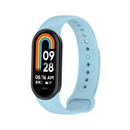Wigento Smartwatch-Armband Für Xiaomi Band 8 Premium Sport Silikon Uhrenarmband Armband Hellblau
