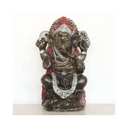 Oriental Galerie Dekofigur Figur Ganesha Elefant sitzend Rot Gold Resin 53 cm (1 St)