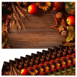 matches21 HOME & HOBBY Platzset, Tischset Getreide Obst Holz Herbst Set Tischunterlage Tischdeko