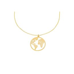 Stella-Jewellery Collier 585er Gold Kette mit Weltkugel Globus Weltkarte (inkl. Etui)