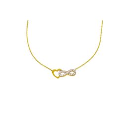 Stella-Jewellery Collier 585er Gold Kette Herz Infinity Zirkonia Anhänger (inkl. Etui)