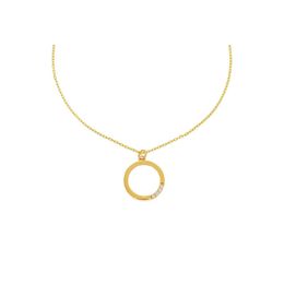 Stella-Jewellery Collier 585er Gold Kette mit Kreis Anhänger Zirkonia (inkl. Etui)