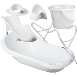 Maltex Babybadewanne 5 Teile SET Classic Weiß + Ständer Weiß