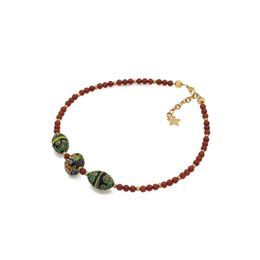Bella Carina Perlenkette Kette mit Murano Mosaik Perlen bunt und Karneol
