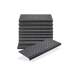 BigDean Stufenmatte 10x Gummi 65x25cm Treppenstufen Außen Antirutschmatten Made in EU