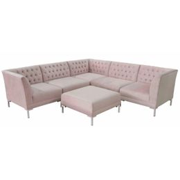JVmoebel Ecksofa Chesterfield Rosa Eck-Couch Modernes Ecksofa Textilmöbel Neu