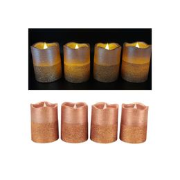 Online-Fuchs LED-Kerze 4er Set aus Echtwachs LED Kerzen mit Glitzer Effekt Farbe wählbar (Maße ca. 7
