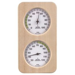 Tfa Dostmann Raumthermometer TFA Sauna Thermo Hygrometer analog Haar-Synthetik-Werk massiver Holzrahmen aus Abachi