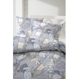 Bettwäsche Primera Mako-Satin Bettwäsche 155x220 Blätter Blüten natur grau 24321