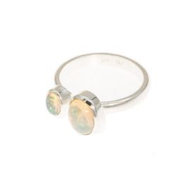 Bella Carina Silberring Ring mit 2 echten Edel Opal Steinen 925 Silber
