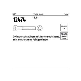 Reyher Zylinderschraube 200er Pack Zylinderschraube ISO 12474 Innen-6kt M8x1x 25 8.8 200 Stüc