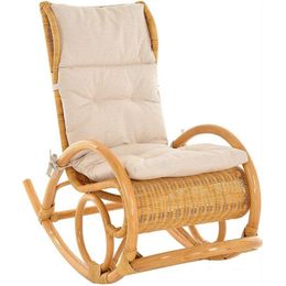 Krines Home Schaukelstuhl Luxor Schaukelstuhl Natur Rattan Schaukelsessel Relaxsessel