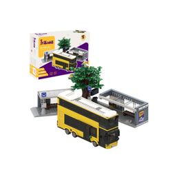 Konstruktions-Spielset myBrickZ 0002 Gelber Doppelstockbus mit Haltestellen