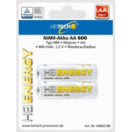 Heitech 04002180 NIMH-ACCU AA 600mAh HR6 1.2V Batterie Batterie