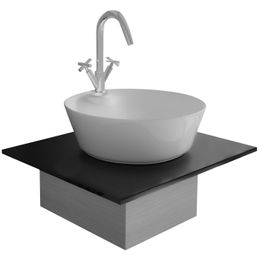 Alpenberger Aufsatzwaschbecken Waschbecken Schale auf Granit Waschtischplatte & Edelstahlkasten (4-tlg.