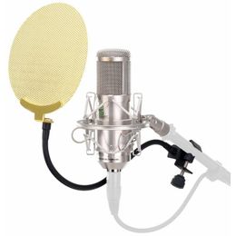 Pronomic Mikrofon CM-100 Studio Großmembranmikrofon (Popkiller gold-Set