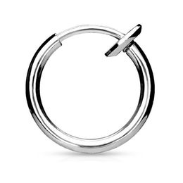 BUNGSA Fake-Ear-Plug-Set Fake Piercing Ring mit Springverschluss Silber aus Edelstahl Unisex (1 Paar (2 Stück)