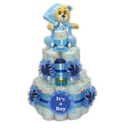 Geschenketorten-Gebhardt Windeln Windeltorte It's a Boy mit Schlafbär blau