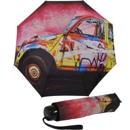 Doppler® Taschenregenschirm auffällig bedruckter Damenschirm mit Handöffner