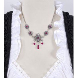 Moschen-Bayern Herzkette Trachtenkette Dirndlkette Trachtenschmuck Trachtenherz Halskette Pink
