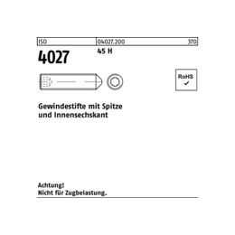 Reyher Gewindebolzen 1000er Pack Gewindestift ISO 4027 Spitze/Innen-6kt M6x 6 45 H 1000 St
