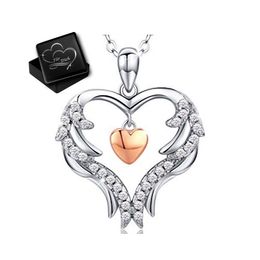 Limana Herzkette Damen 925 Silber Kette mit Herz Anhänger Frauen Silberkette