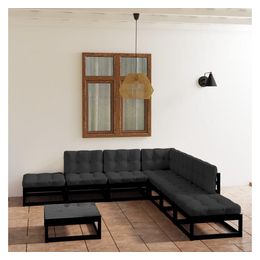 furnicato Garten-Essgruppe 8-tlg. Garten-Lounge-Set mit Kissen Kiefer Massivholz