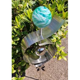 Jürgen Bocker - Gartenambiente Gartenstecker Glaszauber Jupiter aus Edelstahl 100 cm Beetstecker Glaskugel