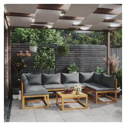furnicato Garten-Essgruppe 7-tlg. Garten-Lounge-Set mit Auflagen Massivholz Akazie