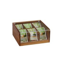Relaxdays Teebox Teebox Holz mit 6 Fächern