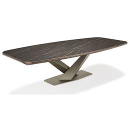 Casa Padrino Esstisch Luxus Esstisch Schwarz / Bronze / Titan 300 x 128 x H. 73 cm