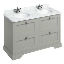 Casa Padrino Doppelwaschtisch Doppel Waschschrank / Waschtisch mit Marmorplatte und 4 Schubladen
