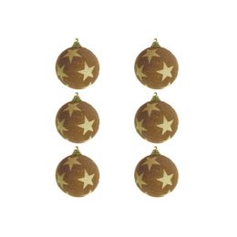 Mojawo Weihnachtsbaumklammer 6-tlg. Weihnachtsbaumkugeln Stern beflockt Glitzer Gold Ø 10cm