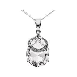 LÖB Kette mit Anhänger Halskette Kette Zirkonia Tropfen Strass Glitzer Anhänger Silber Weiß (Geschenke für Frauen Freundin zum Geburtstag Ostern