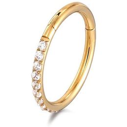 Karisma Piercing-Set Karisma Titan Gold G23 Hinged Segmentring Charnier/Conch Clicker Ring Piercing Ohrring Zirkonia Stärke 1