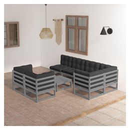 furnicato Garten-Essgruppe 8-tlg. Garten-Lounge-Set mit Kissen Massivholz Kiefer