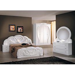 JVmoebel Schlafzimmer-Set Modern Stil Schlafzimmer Set Holz Schrank Bett Luxus 6 tlg. Set Weiß
