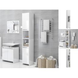 vidaXL Badezimmer-Set Badezimmerschrank Hochglanz-Weiß 30x30x183
